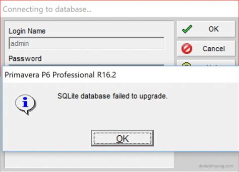 Primavera P6 Error “sqlite Database Failed To Upgrade” When Upgrade