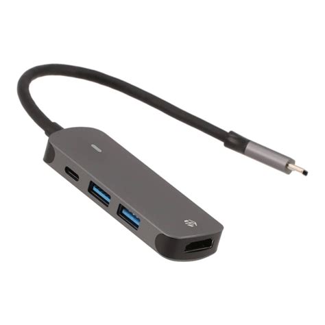 TECHPRO 4 In 1 USB Type C Hub Multifunction Converter Grey Education Studio7