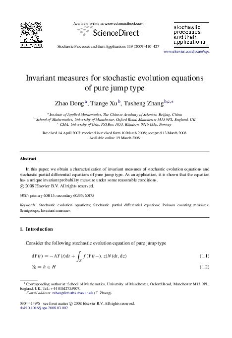Pdf Invariant Measures For Stochastic Evolution Equations Of Pure Jump Type