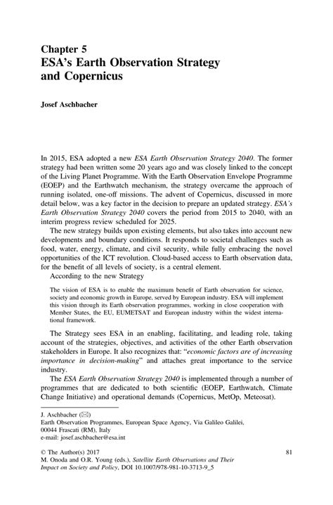 Pdf Esas Earth Observation Strategy And Copernicus