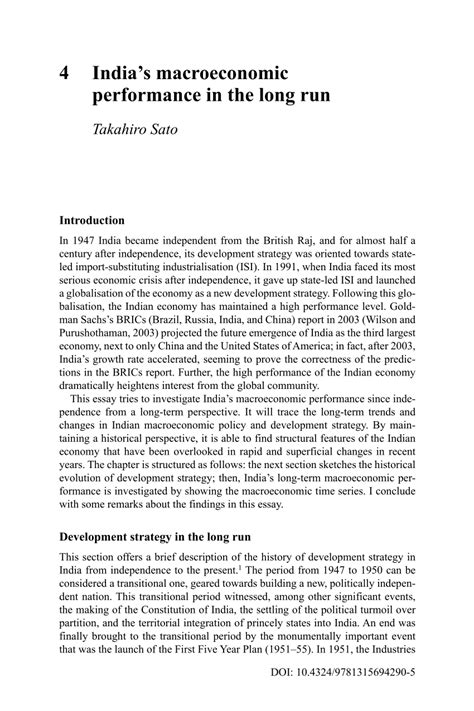 Pdf Indias Macroeconomic Performance In The Long Run