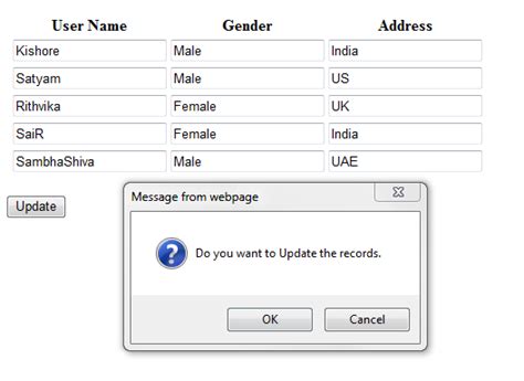 Aspnetcnetvbnetsql Serverjqueryjavascriptajaxgridview