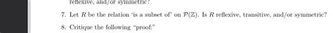 solved 7 let r be the relation is a subset of on p z is