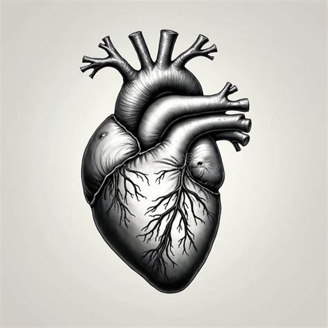 Detailed Hand Drawn Heart Illustration Anatomical Structure With