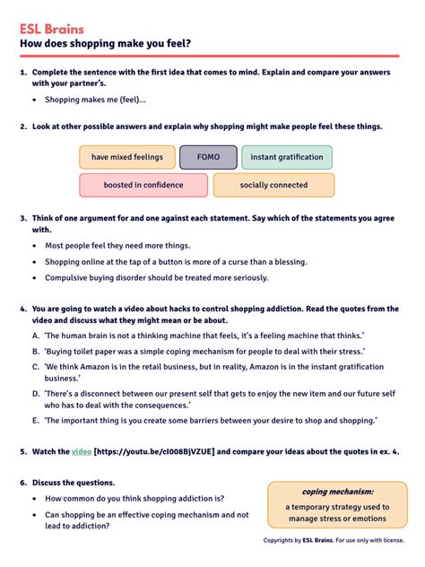 Esl Brains How Does Shopping Make You Feel Sv 1471 Download Free Pdf