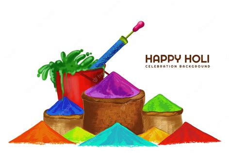 색상 축하 배경의 해피 홀리 축제 무료 벡터