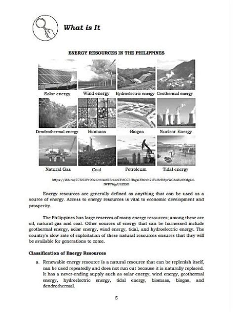 Quarter 4 Module 1 Lesson Energy Resources In The Philippines Pdf