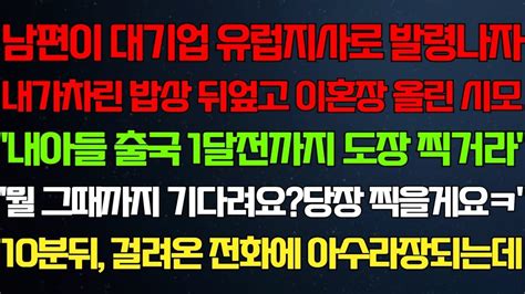 반전 신청사연 남편이 해외지사로 가게되자 이혼장 올린 시모 급히 싸인해주니 10분뒤 걸려온 전화에 아수라장되는데라디오드라마사연실화사연의 품격썰 Youtube