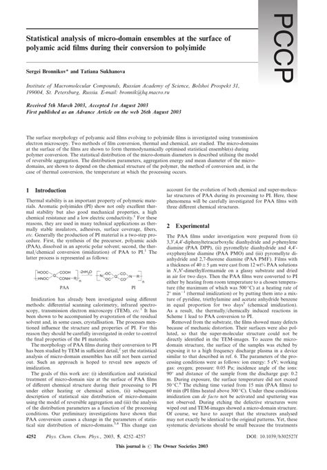 Pdf Statistical Analysis Of Micro Domain Ensembles At The Surface Of Polyamic Acid Films