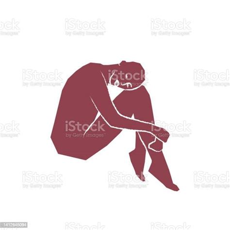 하얀 배경에 앉아 있는 추상적인 여자 손으로 그린 부르고뉴 실루엣 가정 장식 카드 소셜 미디어 게시물 포스터 벡터 일러스트 레이