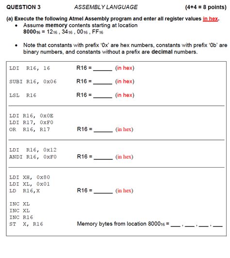 Solved QUESTION ASSEMBLY LANGUAGE Points A Chegg