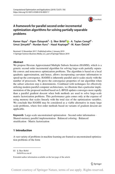 A Framework For Parallel Second Order Incremental Optimization Algorithms For Solving Partially