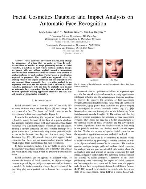 Pdf Facial Cosmetics Database And Impact Analysis On Automatic Face Recognition