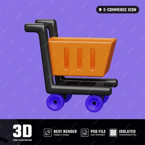 Ilustração 3d De Carrinho De Compras Laranja Psd Premium