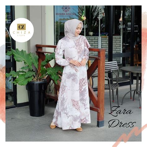 Jual Chiza Zara Dress Gamis Muslimah Baju Gamis Wanita Dress Motif