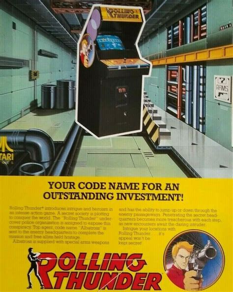 Rolling Thunder Arcade Flyer Original 1986 Video Game Vintage Promo Art