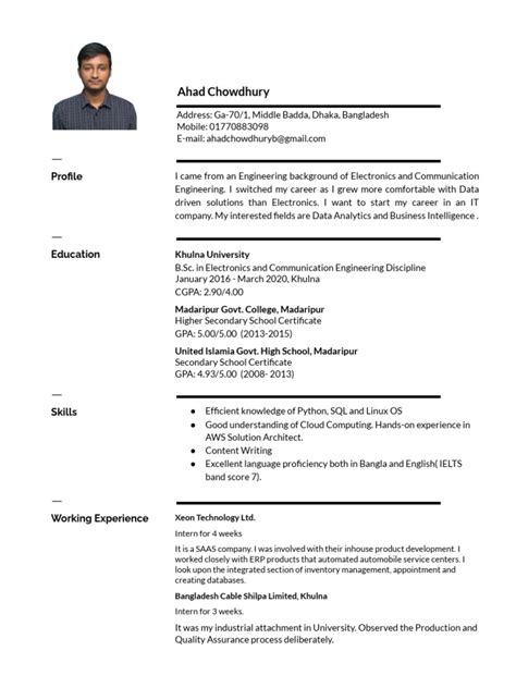 Cv Ahad Chowdhury Pdf Computing