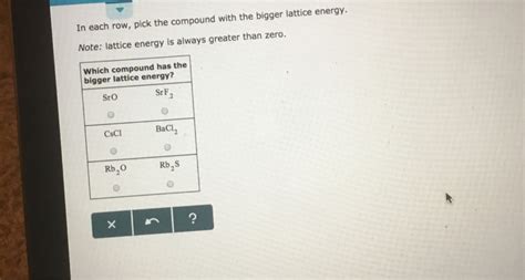 Solved In Each Row Pick The Compound With The Bigger