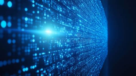 Blue Digital Binary Data Stream Flowing On Computer Screen Technology