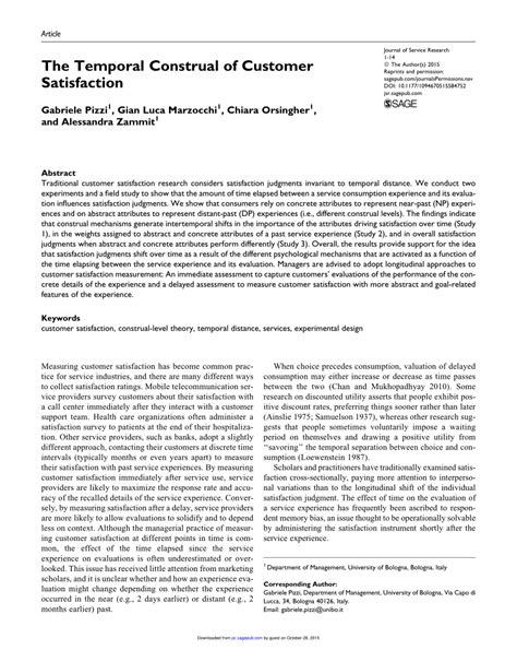 Pdf The Temporal Construal Of Customer Satisfaction