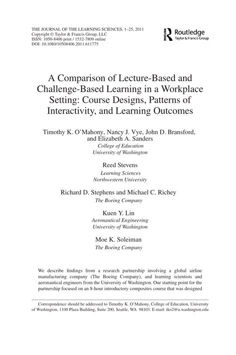Pdf A Comparison Of Lecture Based And Challenge Based Learning In A