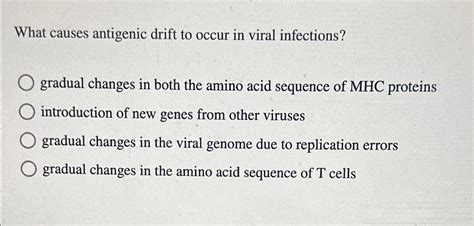 Solved What Causes Antigenic Drift To Occur In Viral