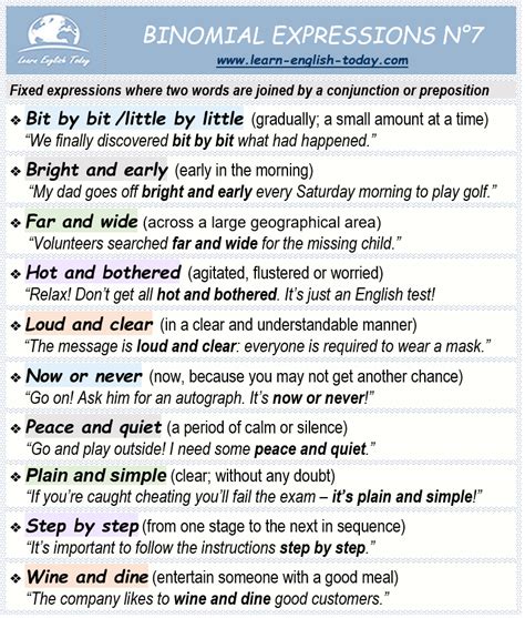 binomial expressions n°7 fixed learn english