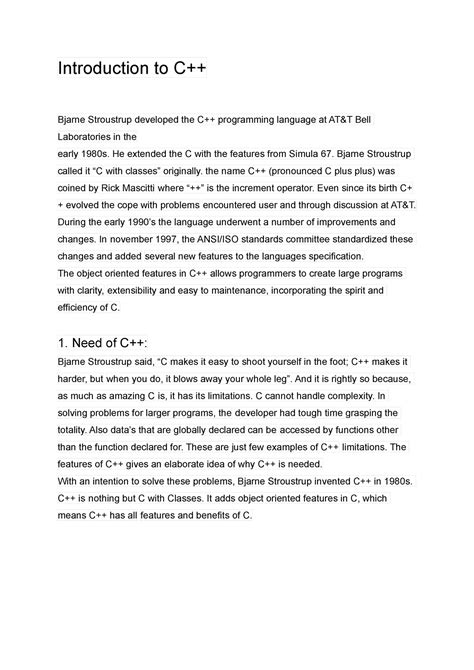 Introduction To C Introduction To C Bjarne Stroustrup Developed The C Programming Language