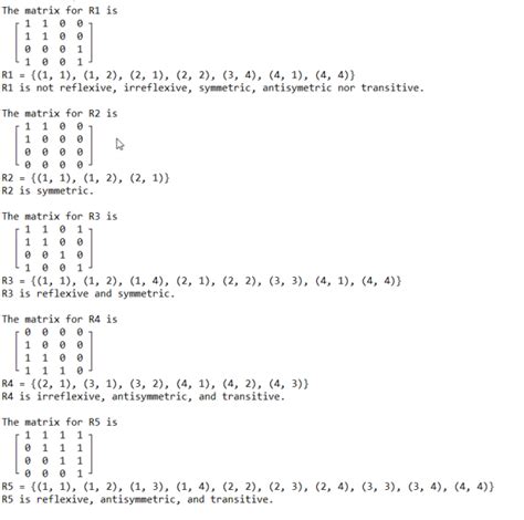 Using Matrices To Represent Relations On The Set Chegg Com
