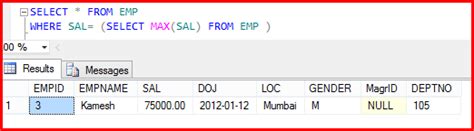 Bala Krishna S MSBI Blog SQL SERVER Sub Query