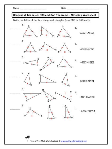 Geometry Worksheet Congruent Triangles Sss And Sas Answers Artofit
