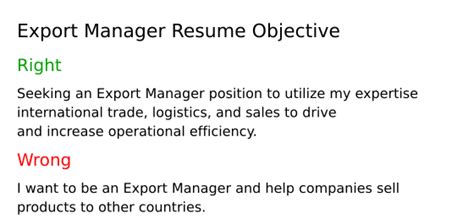 Top 16 Export Manager Resume Objective Examples Resumecat