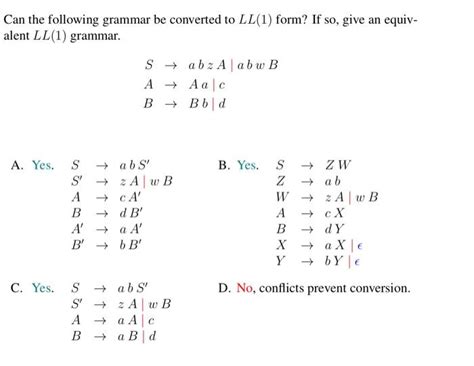 Solved Can the following grammar be converted to LL(1) form? | Chegg.com