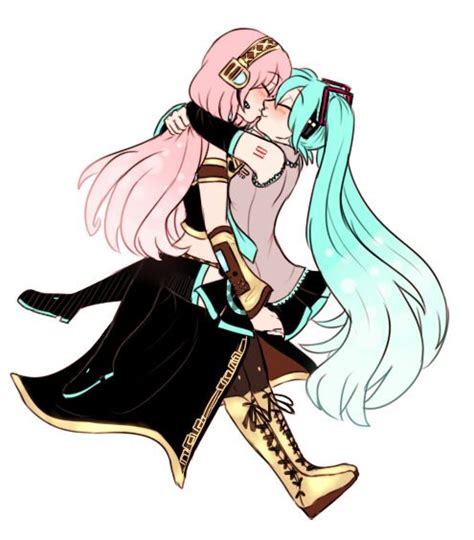 Luka X Miku Fantasy Women Anime Kiss Miku