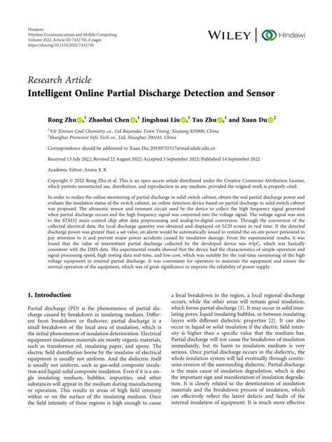 Pdf Intelligent Online Partial Discharge Detection And Sensor