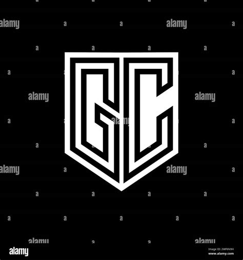 GC Letter Logo Monogram Shield Geometric Line Inside Shield Style Design Template Stock Photo