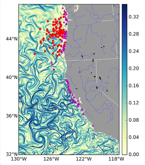 Finite Time Lyapunov Exponent Values D −1 From The Us West Coast