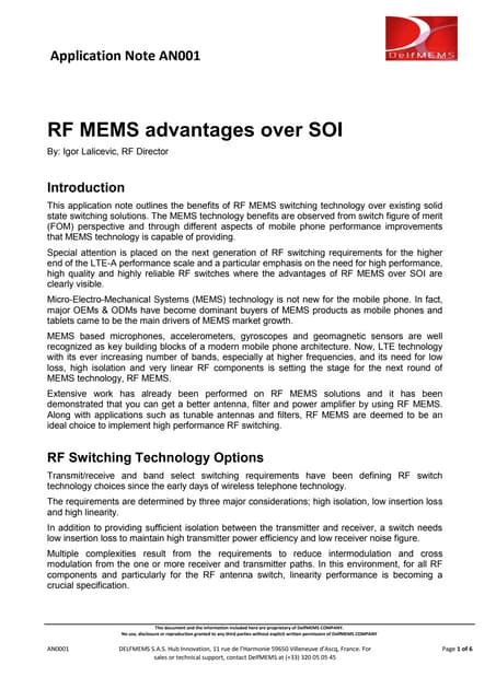 An001 Rf Mems Advantages Over Soi Pdf