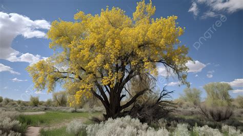 شجرة الصفصاف الصفراء في الصحراء صورة شجرة القطن في إزهار صورة الخلفية