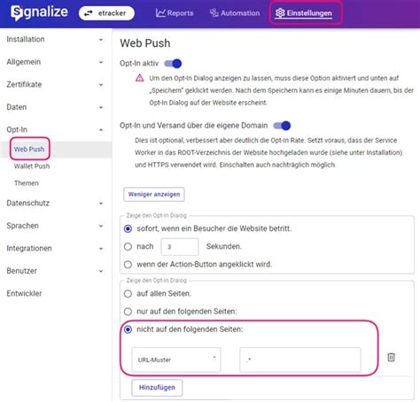 howto opt in dialog manuell anzeigen lassen signalize