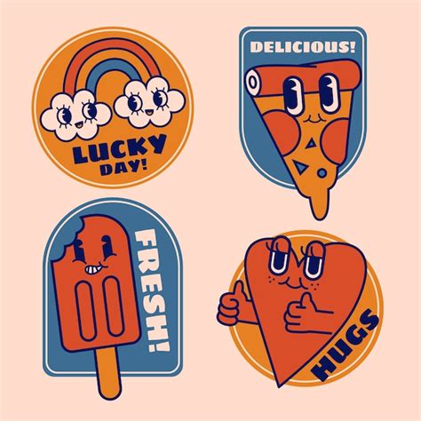 손으로 그린 복고풍 브랜딩 레이블 컬렉션 무료 벡터