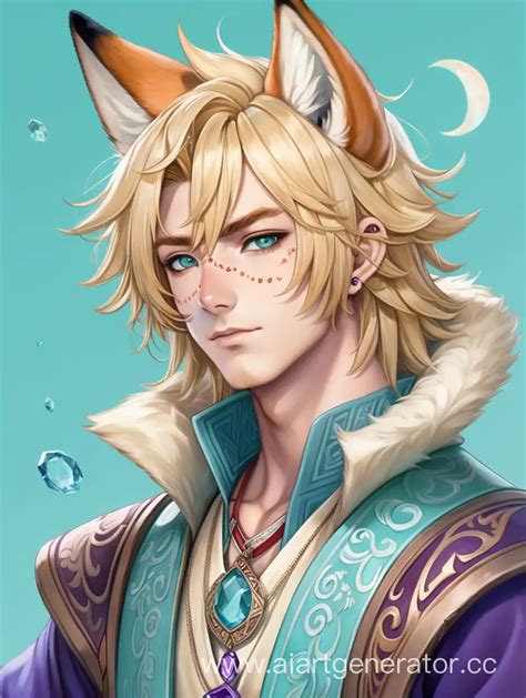 Aquamarinehaired Anime Bard With Foxlike Features Ai Art Generator