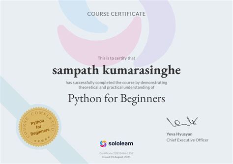 Sololearn Pythonprogramming Completed Kosala Kumarasinghe