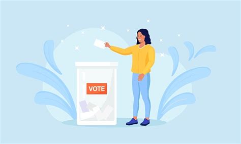 선거 운동 투표소에서 유권자 캐스팅 투표 투표를 하고 투표용지를 투표함에 넣는 사람 민주주의와 정부의 아이디어 Congress에 대한 스톡 벡터 아트 및 기타 이미지