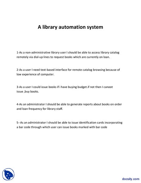 Library Automation Part 1 Software Engineering Assignment And Solution