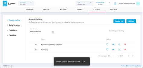 Request Caching Nitrogen Dashboard Documentation