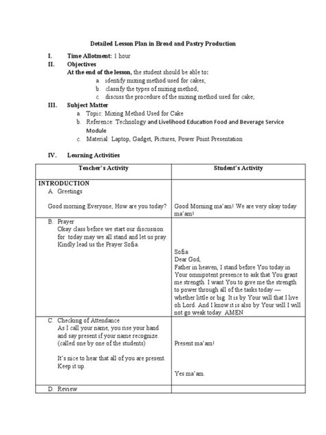 Control Detailed Lesson Plan 1 Pdf Cakes Batter Cooking
