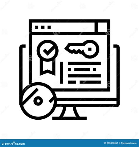License Software Line Icon Vector Illustration Stock Vector Illustration Of Microcode Desktop