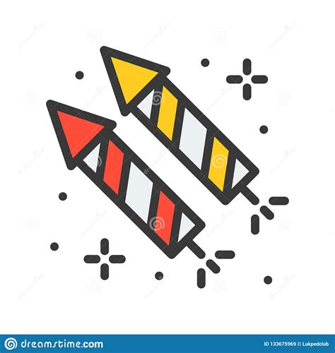 Firecracker Vector Icon Filled Outline Style Editable Stroke Stock Vector Illustration Of