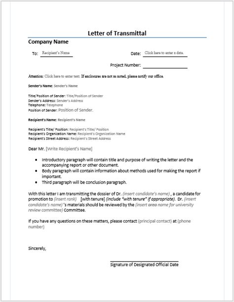 Letter Of Transmittal Templates 10 Free Printable Word Excel And Pdf